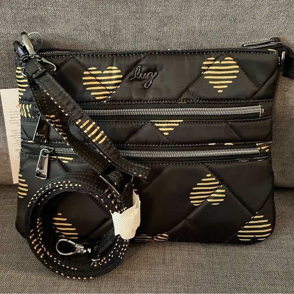 lug | Bags | Lug Dazzle Crossbody And Wristlet Bag Hearts Gold | Poshmark